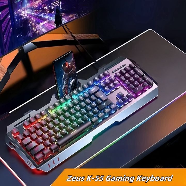 Zeus K-55 RGB Gaming Keyboard 104 Keys Backlight Wired Mechanical Keyboard Feel For Laptop ...