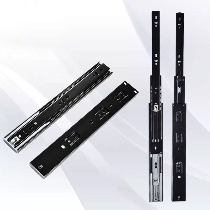 black Soft close Drawer Guide，Drawer Full Extension Steel Drawer Slide ...