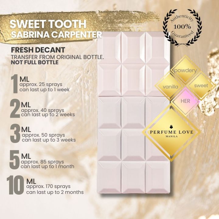 PERFUME DECANT Sabrina Carpenter Sweet Tooth powdery, vanilla, sweet ...