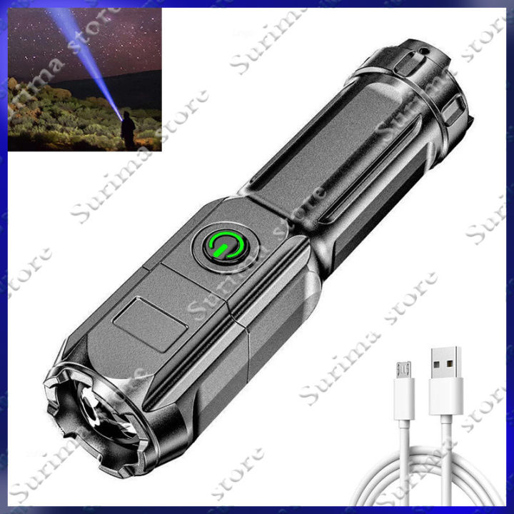 Flashlight Strong Light Rechargeable Waterproof Zoomable Super Bright ...