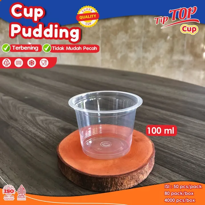 Cup Pudding Jelly Agar Tip Top 100ml / Cup Sauce Cup Puding Gelas ...