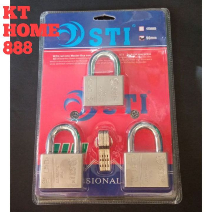 STI 50mm 4-masterkey triple padlock set | Lazada