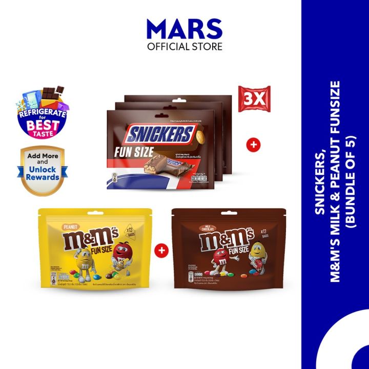 SNICKERS Classic Chocolate Bar Funsize 240g pack of 3, M&M's® Milk ...