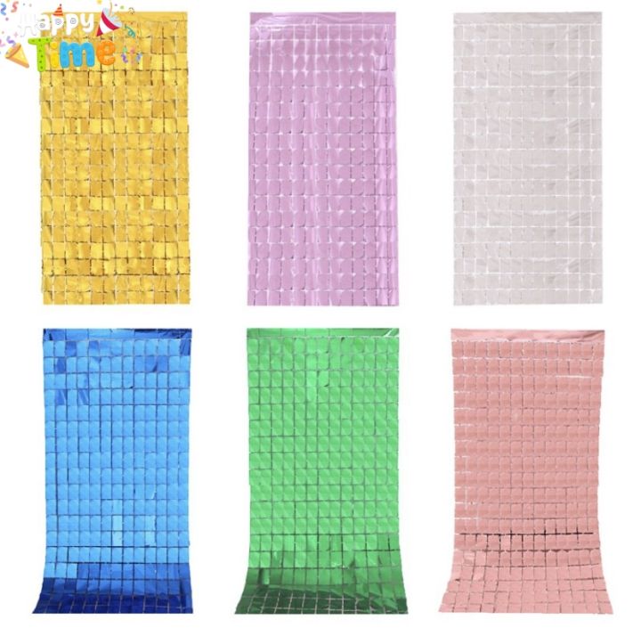 Happy Time 1*2M Foil Curtain Square For Birthday Christening Backdrop ...