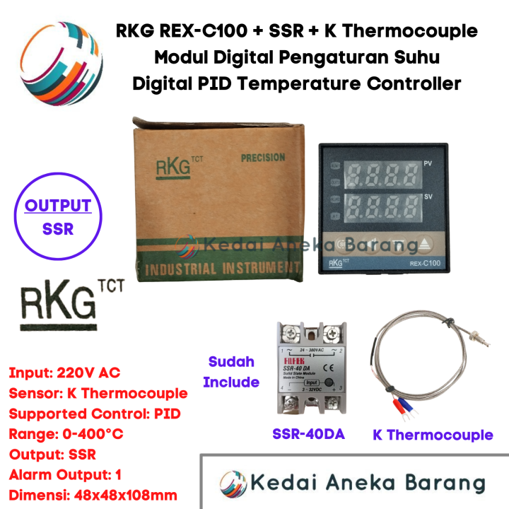Paket PID Rex C100 Rex-C100 Digital Temperature Controller Kontroler Temperatur Suhu Otomatis ...
