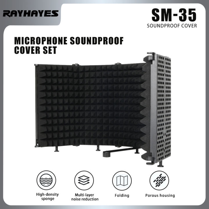 RAYHAYES 5 Panels Foldable Microphone Soundproof Cover Studio Recording ...