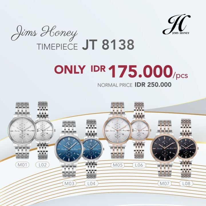 COD chensan.id Jam JT 8138 - Jam Tangan Couple Pria Wanita Stainless Jims Honey (HARGA PER 1PC ...
