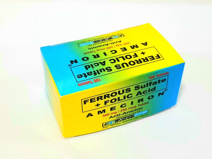 Ameciron Iron 60mg plus Folic Acid 250mcg Tablet | Lazada PH