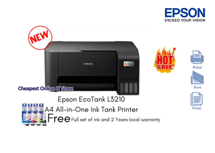 EPSON Eco-Tank L3210 All-In-One Ink Tank Printer c/w 2 Years Warranty ...