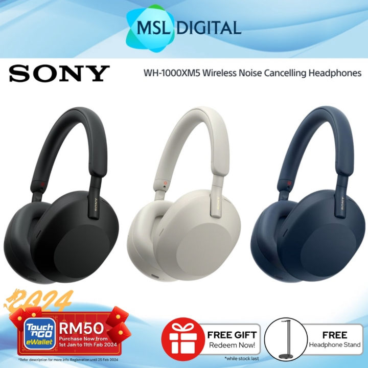 Sony WH-1000XM5 / 1000XM5 Wireless Digital Noise-Canceling Over-Ear Headphones Hi-Res Audio ...