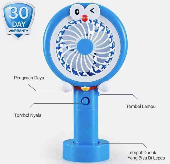 Kipas Angin Mini Portable Recharge Cas USB Kipas Karakter + Lampu LED ...