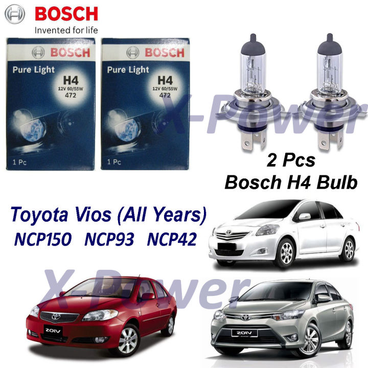 Bosch Halogen Headlamp Yellowish Bulb H4 12v - Toyota Vios NCP150 NCP93 ...