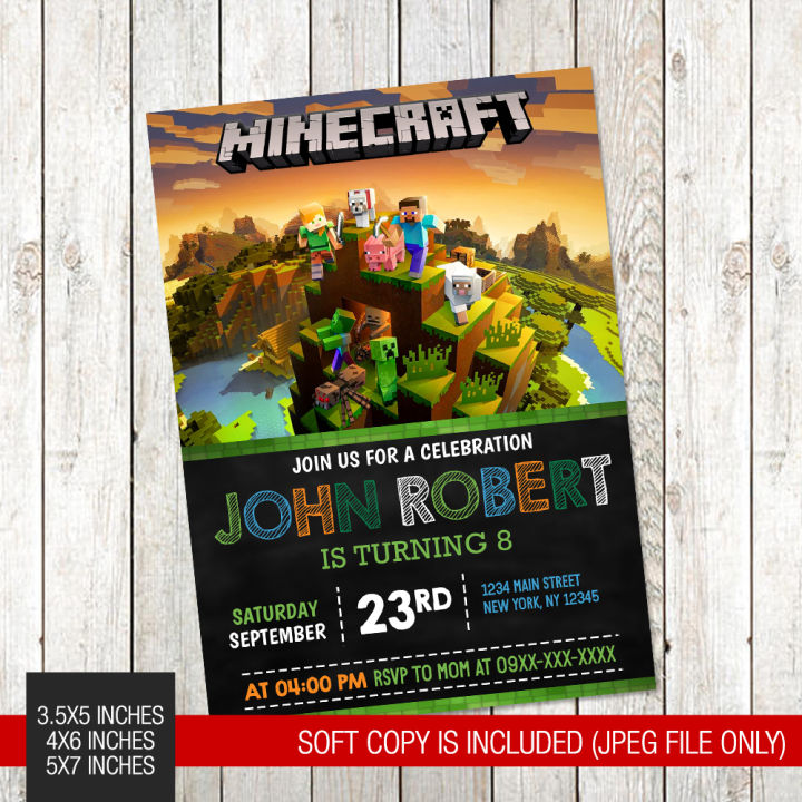 10pcs Minecraft Themed Birthday Invitation Card B198 | Lazada PH