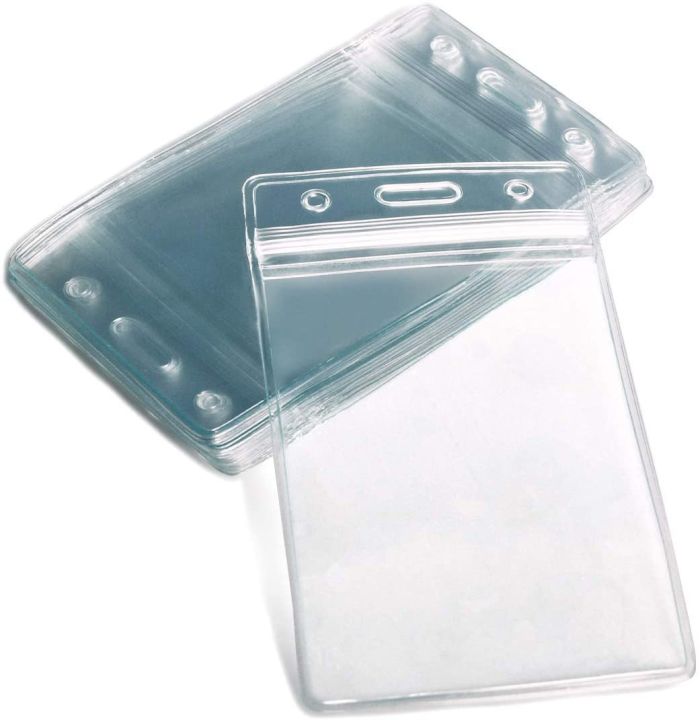 2pcs/ 10pcs Clear Plastic Waterproof ID Card Holder Office Secure ...