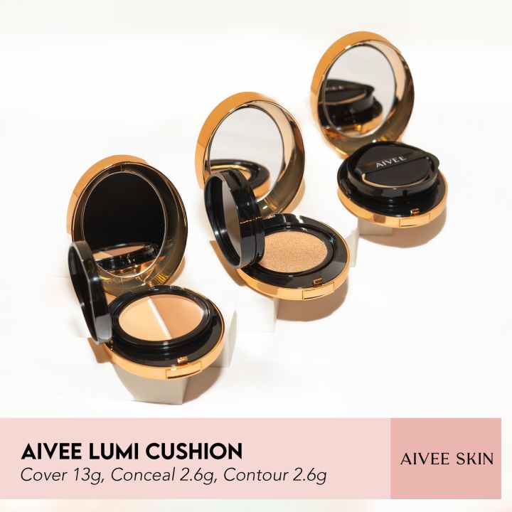Aivee Skin Lumi Cushion 3n1 SPF 50 Full Coverage Instant Brightening UV ...