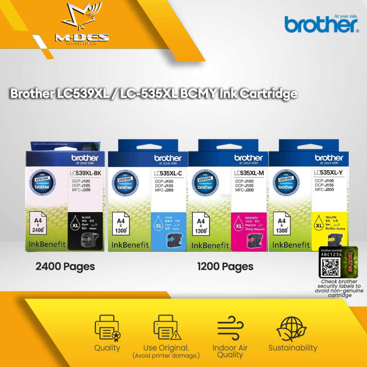 Brother LC-539XL Black / LC-535XL Cyan / Magenta / Yellow Original Ink ...