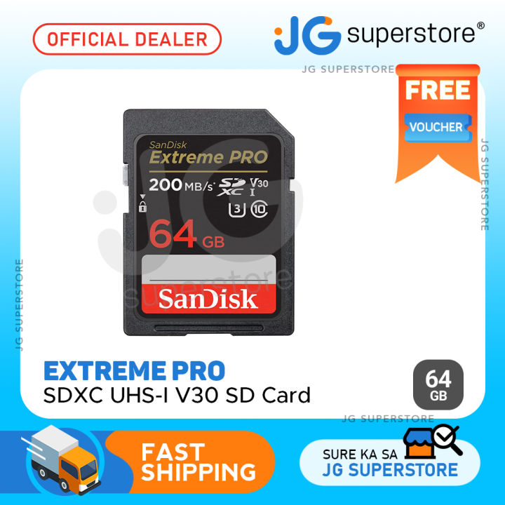 SanDisk Extreme Pro SD Card UHS-I SDXC Class 10 with 200MB/s Read Speed V30 (64GB, 128GB, 256GB ...