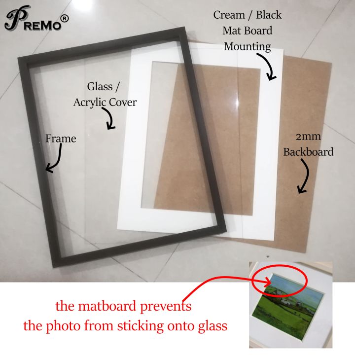 PREMO Modern Mounted Photo Frame - A4-A3-A2-12R-16R | Lazada