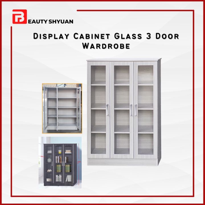 CLASSIC 3 Door Glass Cabinet Glass Display Cabinet Display Rack File ...