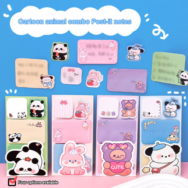 🔥chageey👍 Cartoon animal combination message note paper sticky n times ...
