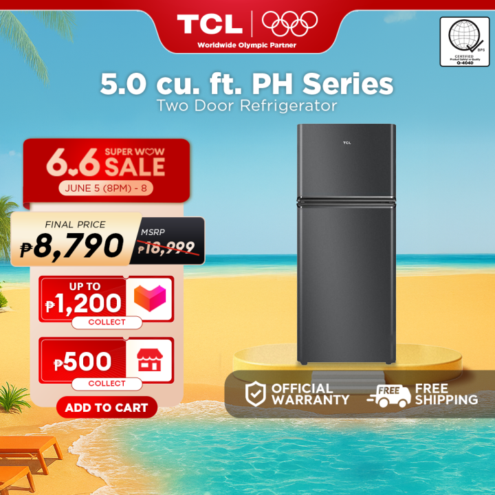 TCL Two Door Refrigerator TRF-118PH - 5 Cu. Ft. Manual Defrost, Direct ...