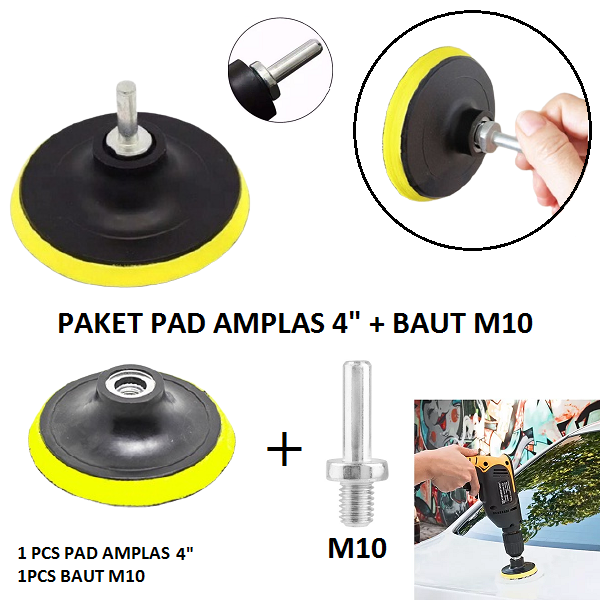 Pad Poles Velcro 4 Inch Plus Baut M10 Konektor Backing Pad Amplas Poles ...