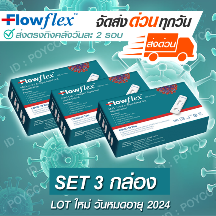 SET 3 กล่อง ชุดตรวจโควิด ATK Flowflex แท้แบบ 2in1 Flowflex SARS-CoV-2 ...