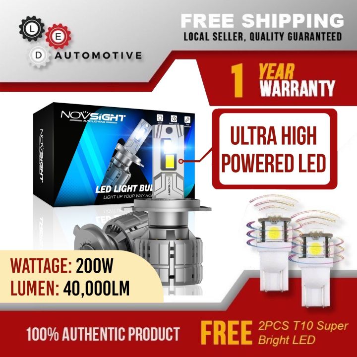 [𝐔𝐋𝐓𝐑𝐀 𝐇𝐈𝐆𝐇 𝐏𝐎𝐖𝐄𝐑𝐄𝐃 𝐋𝐄𝐃] NOVSIGHT N60 H4 40,000 Lumens 200 Watts for Cars Motorcycles Automotive ...