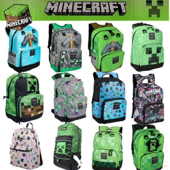 Minecraft Backpack MC Steve Creeper Cartoon School Bag Travel Bag Large ...
