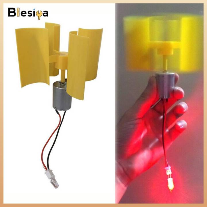 Blesiya Micro Wind Turbines Generator DC Motor LED DIY Kits Set Kids ...