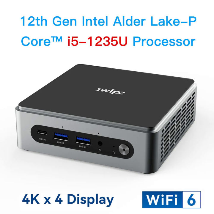 JWIPC N104 12th Gen In Core i5-1235U MINI PC Windows 11 16GB 500GB WIFI6 2500M LAN 4 Screen ...