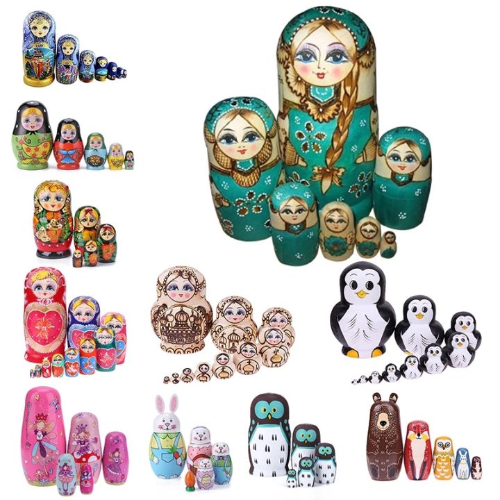 Wooden Matrioska Dolls Toys Girls Russian Nesting Dolls Children ...