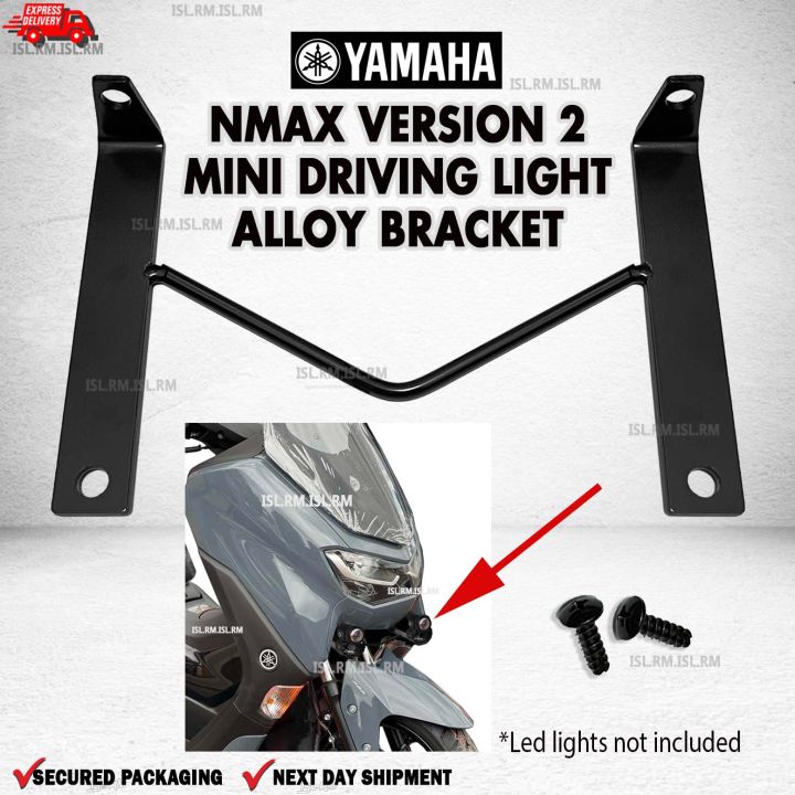 Yamaha NMAX v2 Mini Driving light BRACKET with bolts Black Plug and ...