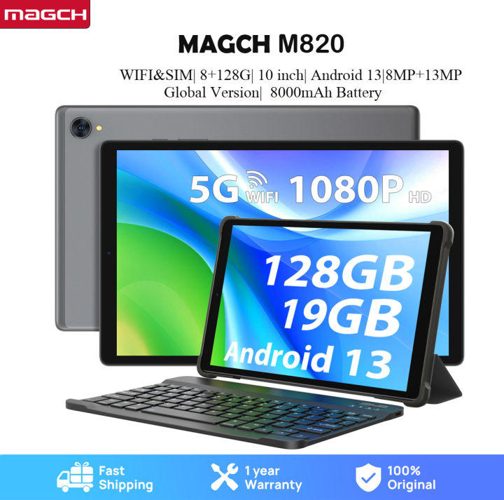 MAGCH 2024 Android 13 Tablet 10 inch 19 RAM +128GB ROM Tablet 4G LTE ...