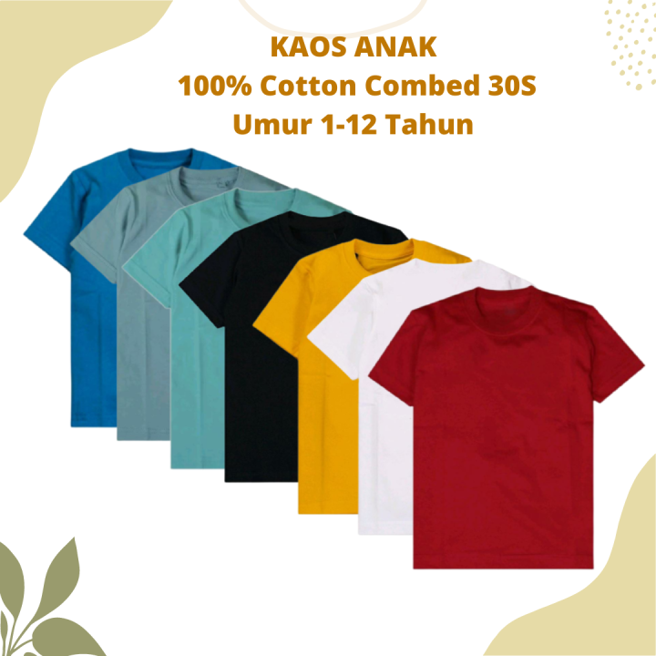 Kaos Polos Anak Unisex Cotton Combed 30s Usia 1-12 Tahun | Lazada Indonesia