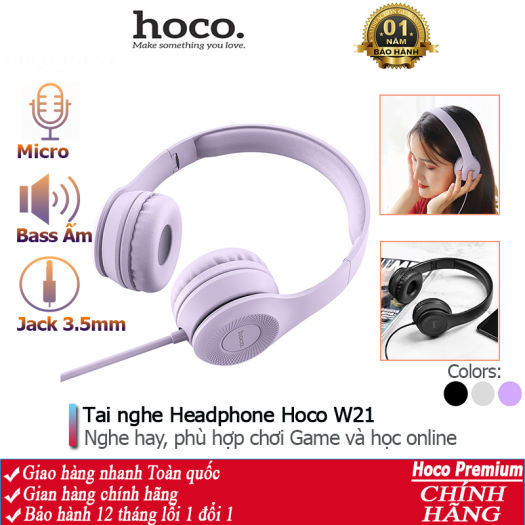 Tai Nghe Chụp Tai Hoco W21- 3 Màu Tím/Đen/Xám Tai nghe chụp tai ...