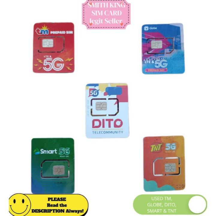 COD USED GLOBETM , DITO, SMART TNT SIM CARDS with Simbed | Lazada PH