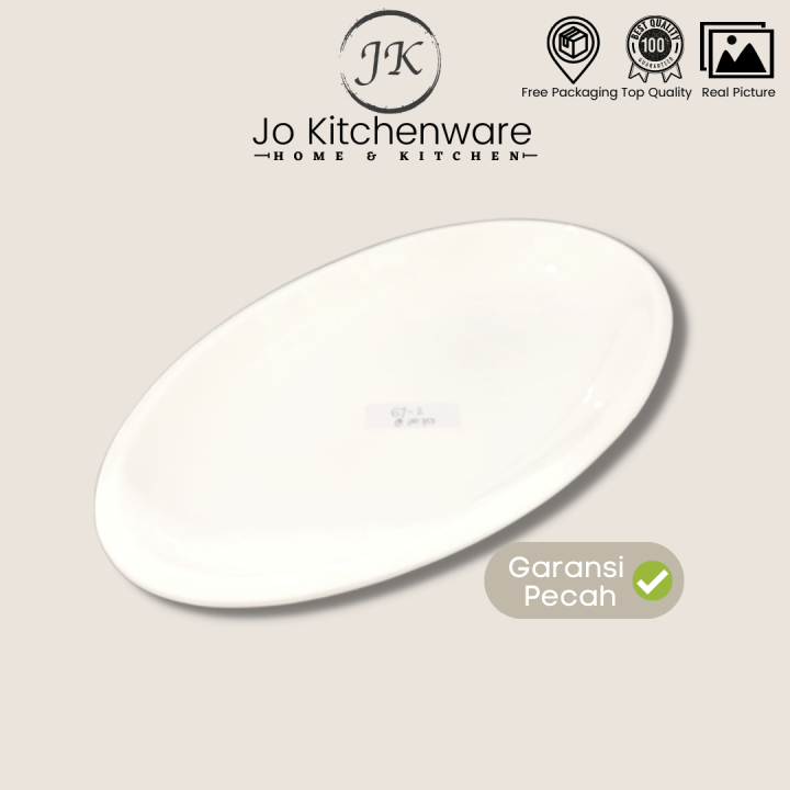 Piring keramik oval ikan besar putih polos tebal / 41 cm / 16” / 67-3 ...