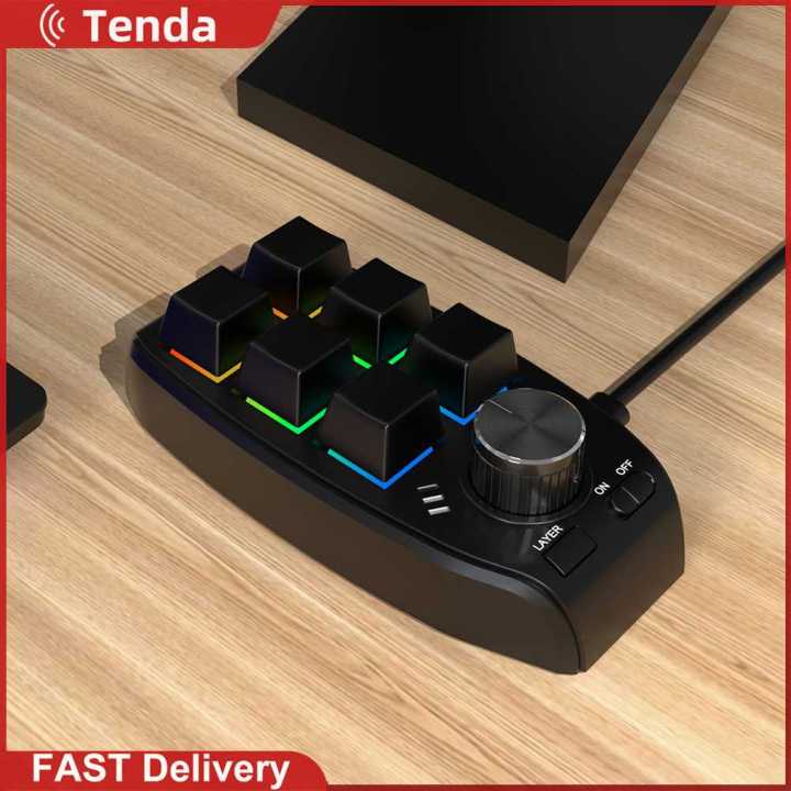 6 Keys + 1 Volume Knob USB Custom Keyboard Programming Macro Gaming ...