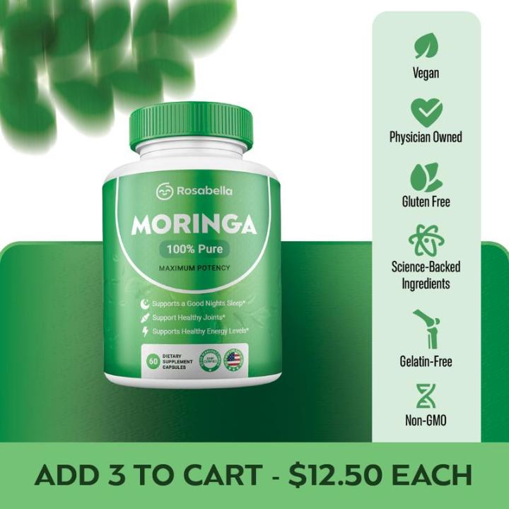 Rosabella Moringa Capsules (800mg) for Immune Support, Gut Health ...