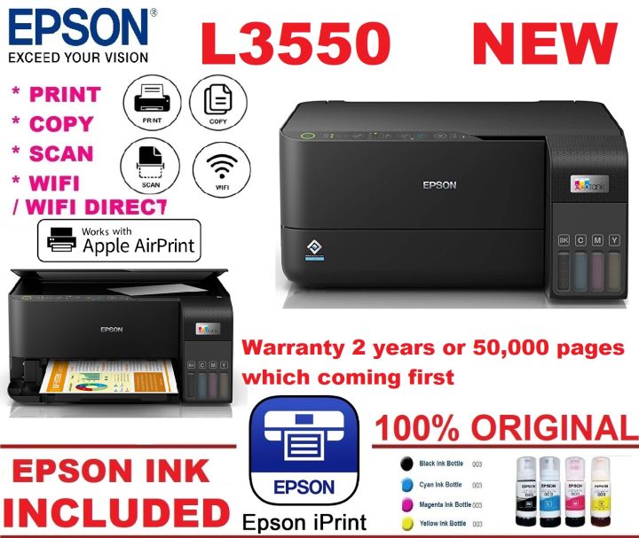 Epson EcoTank L3550 Wireless All-in-One Ink Tank A4 Printer - Print ...