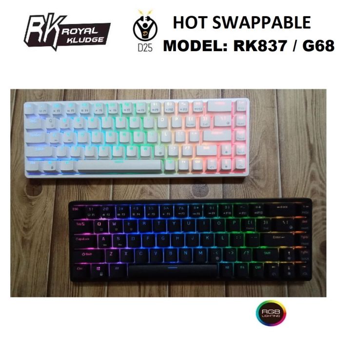 Royal Kludge RK837 / G68 HOTSWAP TRI MODE Mechanical keyboard - RGB ...