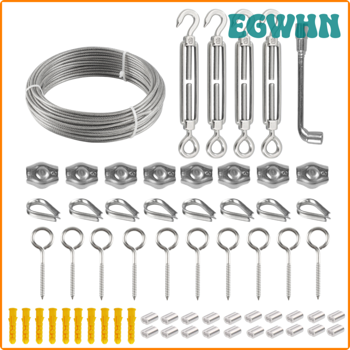 EGWHN SGYM Cable Kit 30M/3mm Stainless Steel Wire Rope PVC Coated Tensioning Lock For Climbing ...