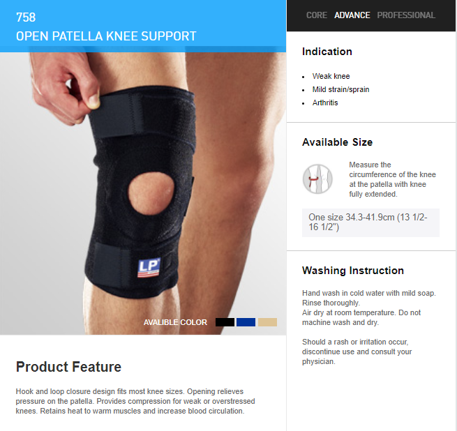 LP SUPPORT 758 KNEE SUPPORT (OPEN PATELLA) | Lazada PH