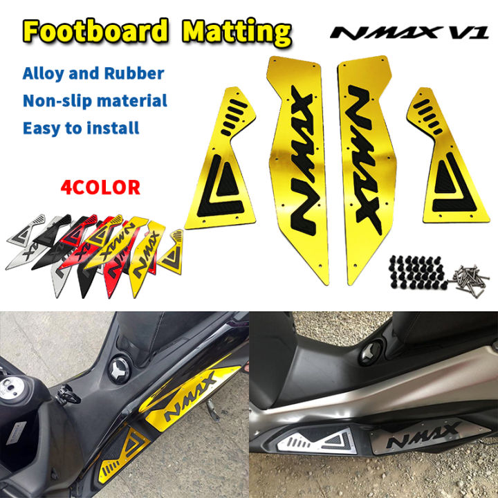 PMShop Nmax V1 Footboard Alloy Matting Set with Carbon Complete Bolts ...