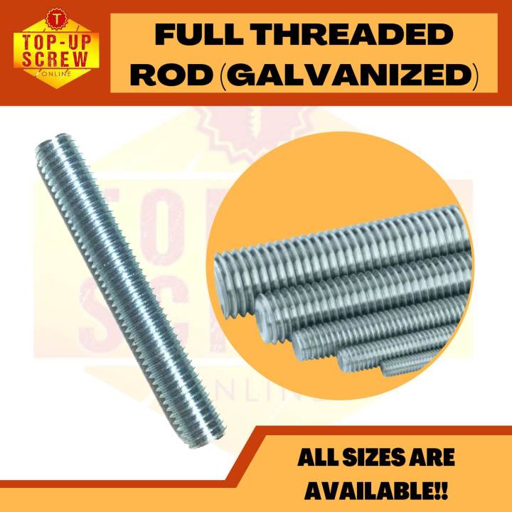 GALVANIZED (GI) Full Threaded Rod 1/4 & 5/16 w/ Galvanized (GI) Nut (1 ...