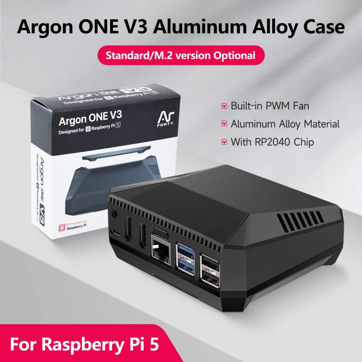 Raspberry Pi 5 Argon ONE V3 Aluminum Alloy Case Kit Bulit-In PWM Fan ...