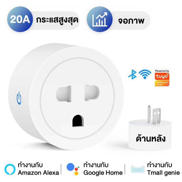 Tuya Wi-Fi Smart Plug 20A Smartlife วัดพลังงาน-ปลั๊กไฟ ปลั๊กอัจฉริยะ ...