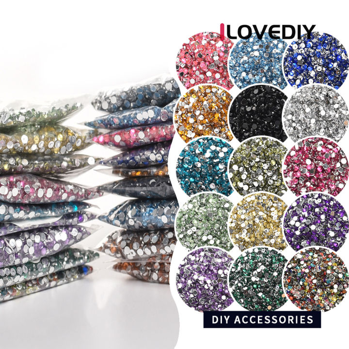 [ILOVEDIY] Glass Rhinestone Color Mixed Flat Bottom Beads Nail ...