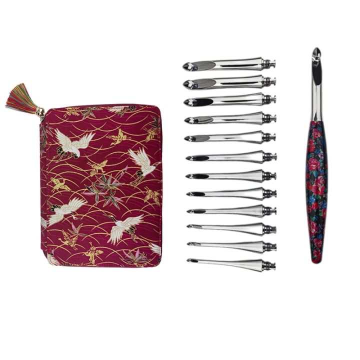 Interchangeable Crochet Hook Set with 12 Hooks Easy to Replace ...